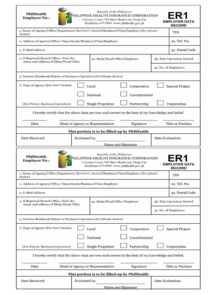 Philhealth ER1 | PDF