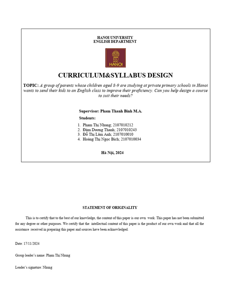 Group 4 - Final Curriculum Designn | PDF | Phonics | English Language