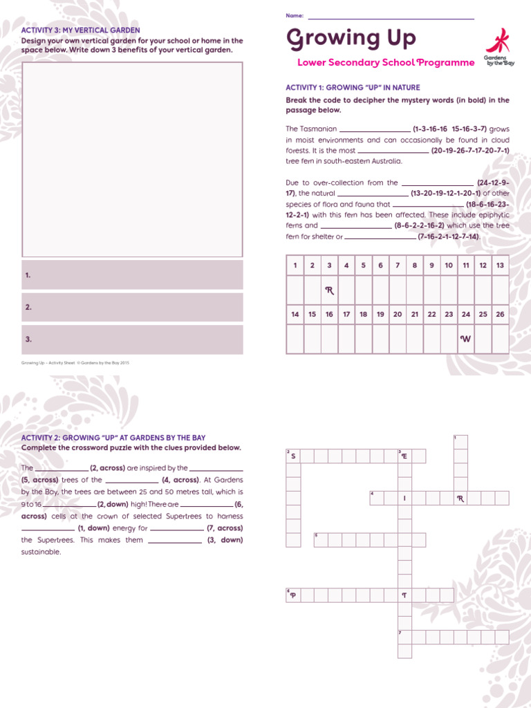 GBTB A4 Worksheet (Growing Up)_FA No Cropmarks | PDF | Trees | Plants