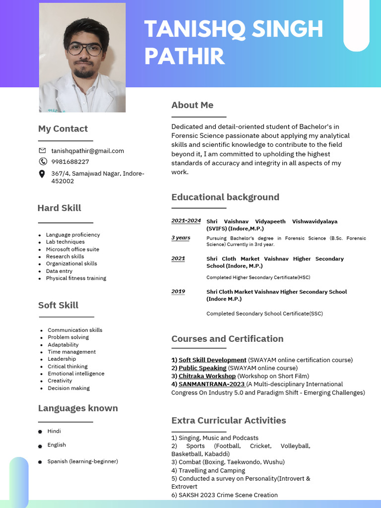 Tanishq Singh Resume.pdf_20230913_164136_0000 | PDF | Science | Cognition