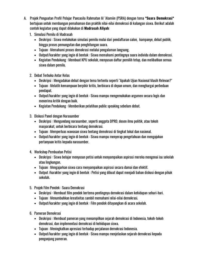 Contoh Kegiatan P5ra | PDF