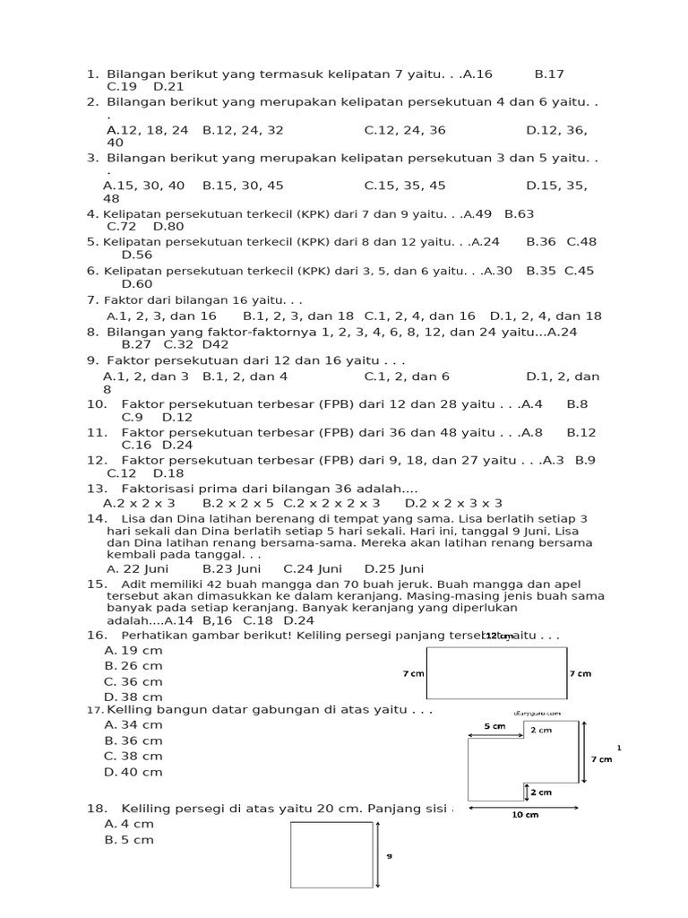 kelas 5 matematika semester 1 | PDF