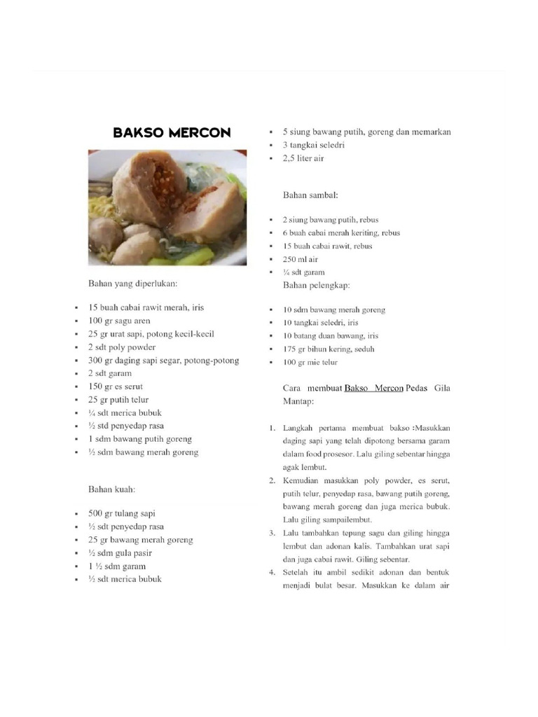 Bakso Mercon | PDF