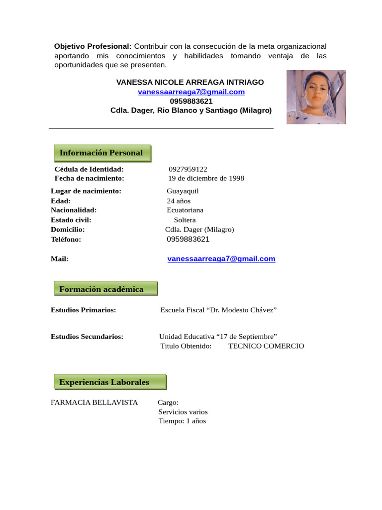 Curriculum Vanessa | PDF