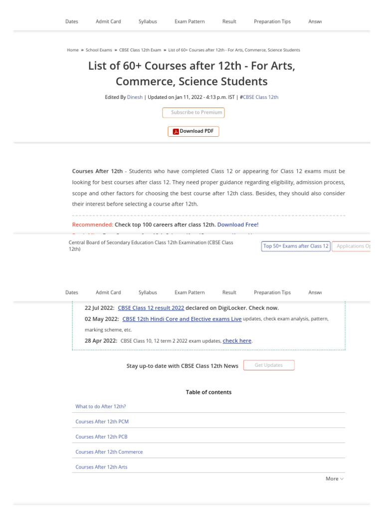 Courses After 12th: Arts, Commerce, Science | PDF | Vocational ...
