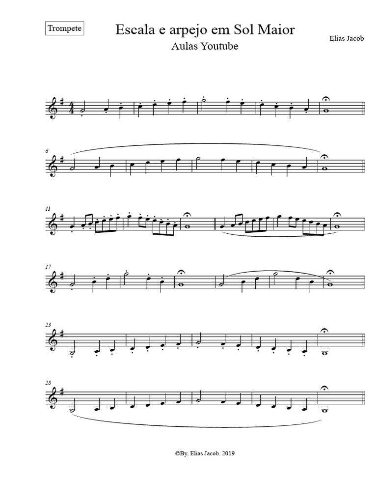 Escala e Arpejo Em Sol Maior No Trompete.musx | PDF