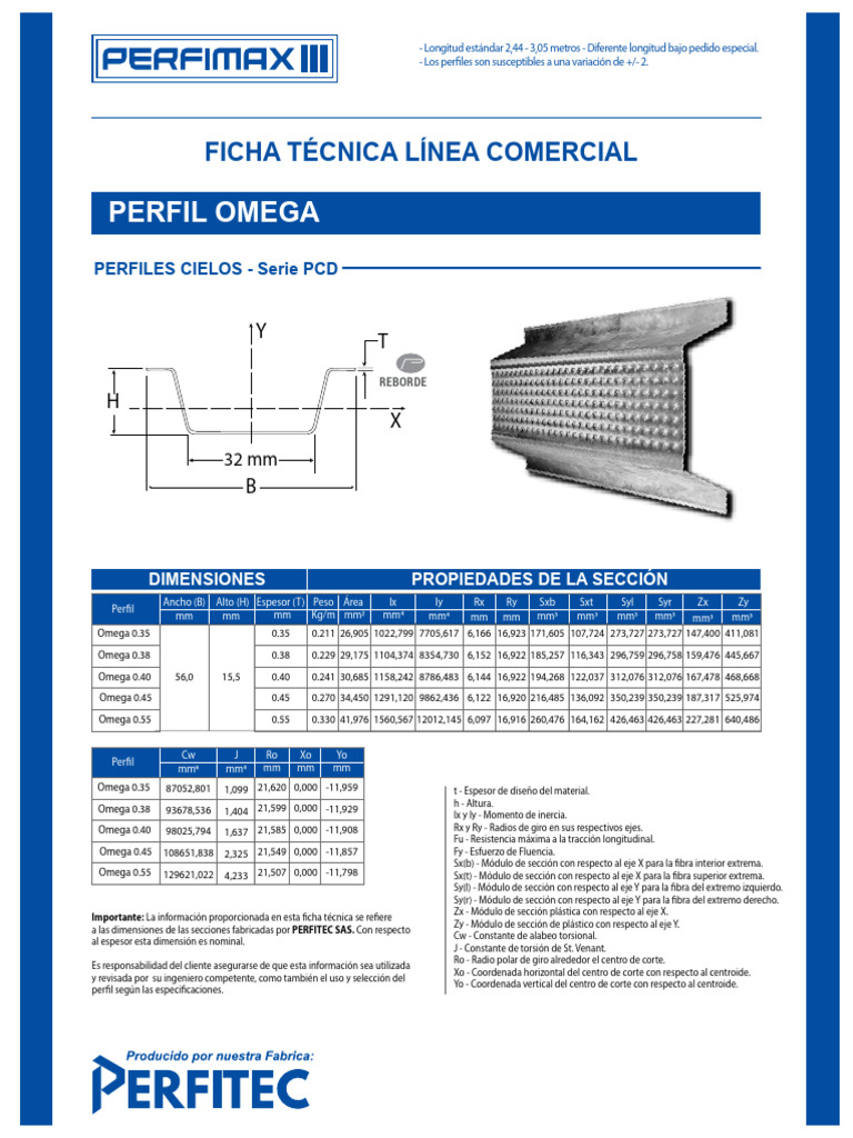 Ficha Técnica de Perfiles PERFITEC SAS | PDF | Movimiento (física) | Mecanica clasica
