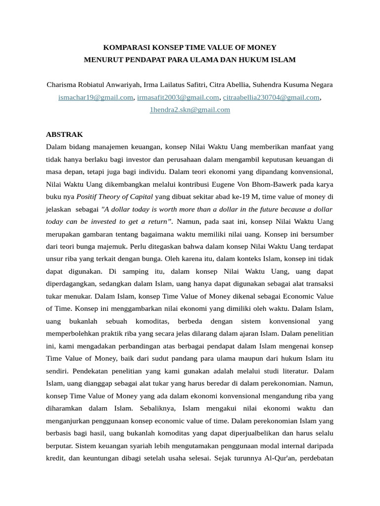 Kel 7 - Komparasi Konsep Time Value of Money Menurut Pendapat para ...