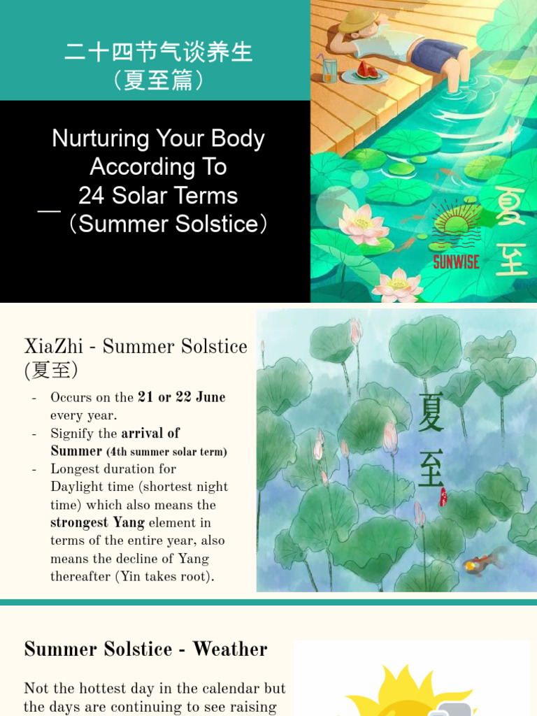 Wellness According To The Xia Zhi Solar Term | PDF | Foods | Drink
