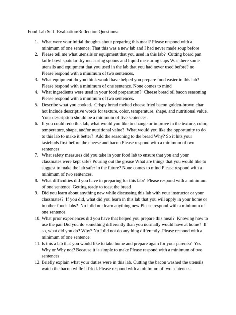 Food Lab Reflection on Cooking Soup | PDF | Kitchen Utensil | Cheese