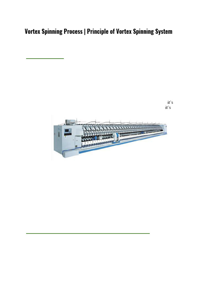Vortex_Spinning_Process | PDF | Spinning (Textiles) | Yarn