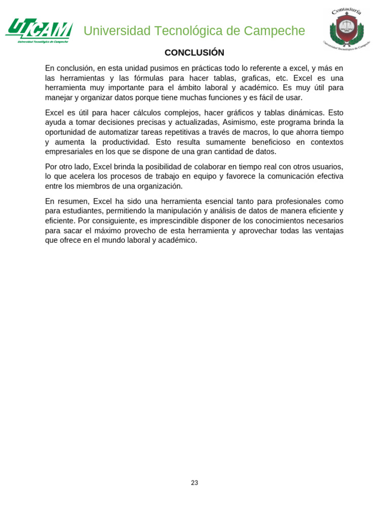 Conclusión y Bio | PDF | Microsoft Excel | Ingeniería de software