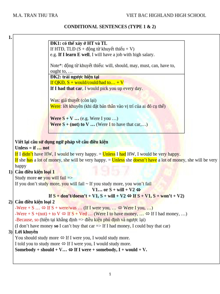 Conditional sentences (1&2) | PDF | Earth Sciences | Environmental Issues