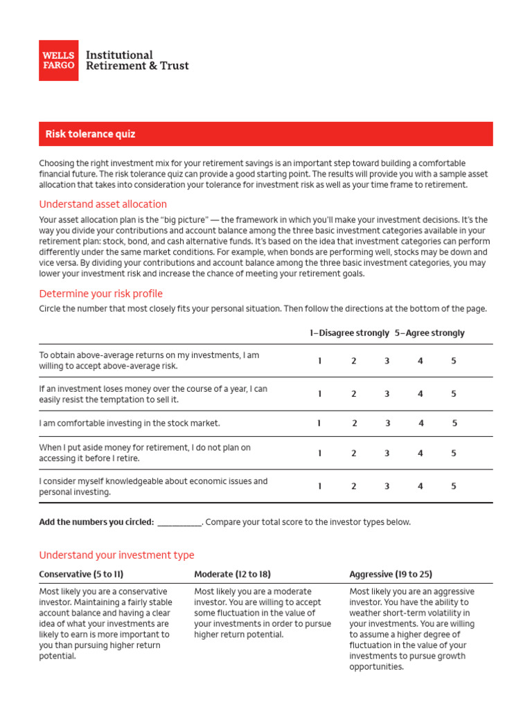 Risk Tolerance Quiz | PDF | Investment Fund | Asset Allocation
