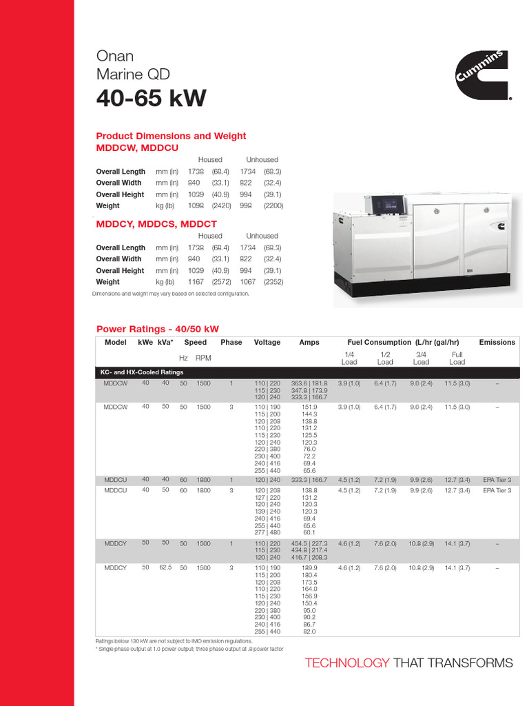 Onan Marine QD 40-65 KW | PDF | Electrical Engineering | Electricity