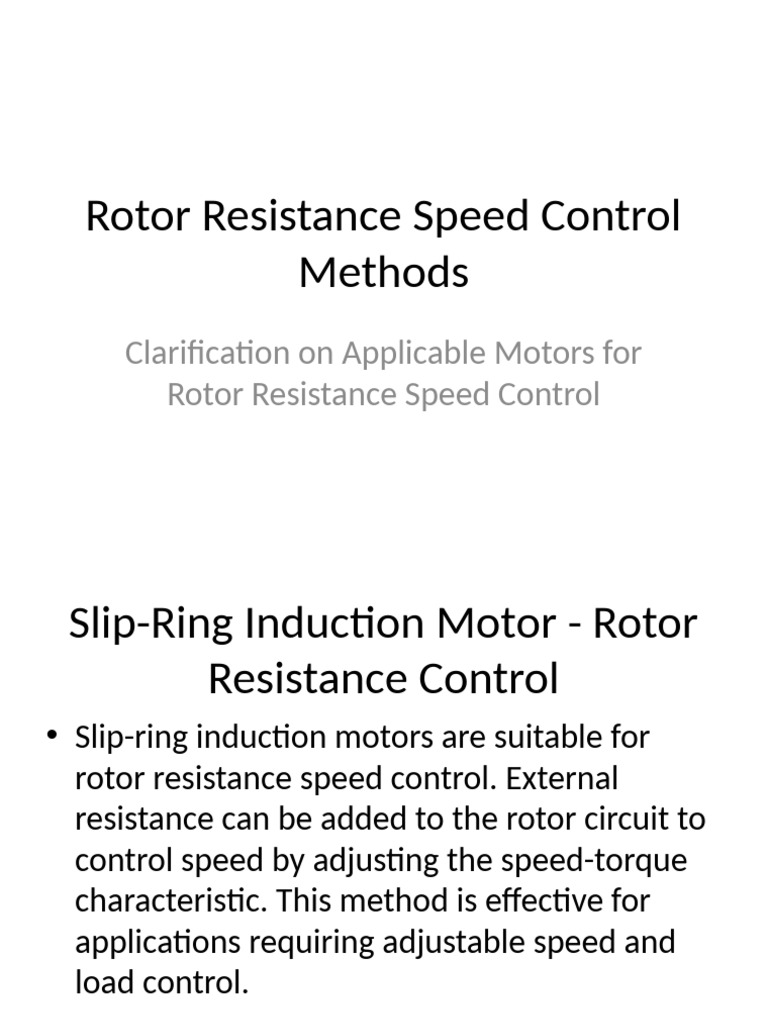Rotor Resistance Speed Control Clarification | PDF
