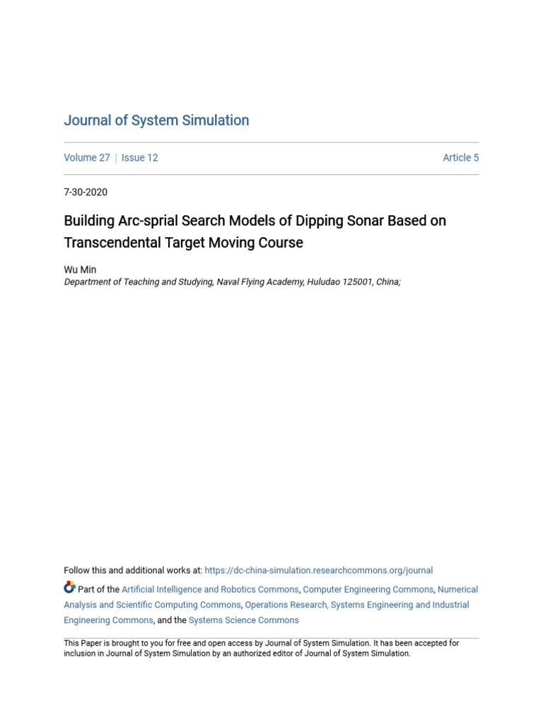 Building Arc-Sprial Search Models of Dipping Sonar Based On Trans | PDF