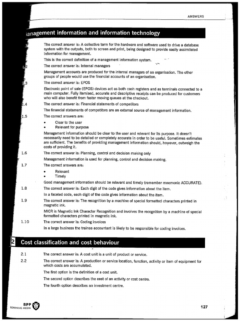 Answer BPP Chapter 1 to 7 | PDF