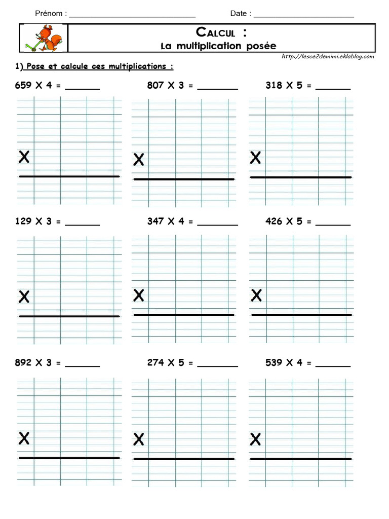 MULTIPLICATION POSEE EXERCICE | PDF