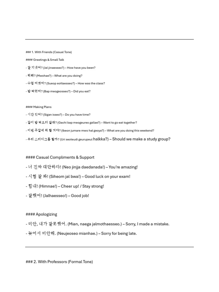 Korean Speaking 1 | PDF