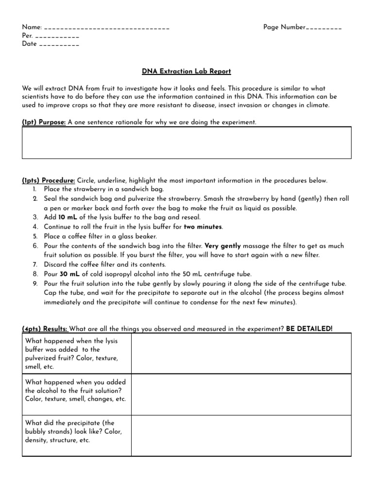 DNA Extraction Lab Report | PDF | Precipitation (Chemistry)
