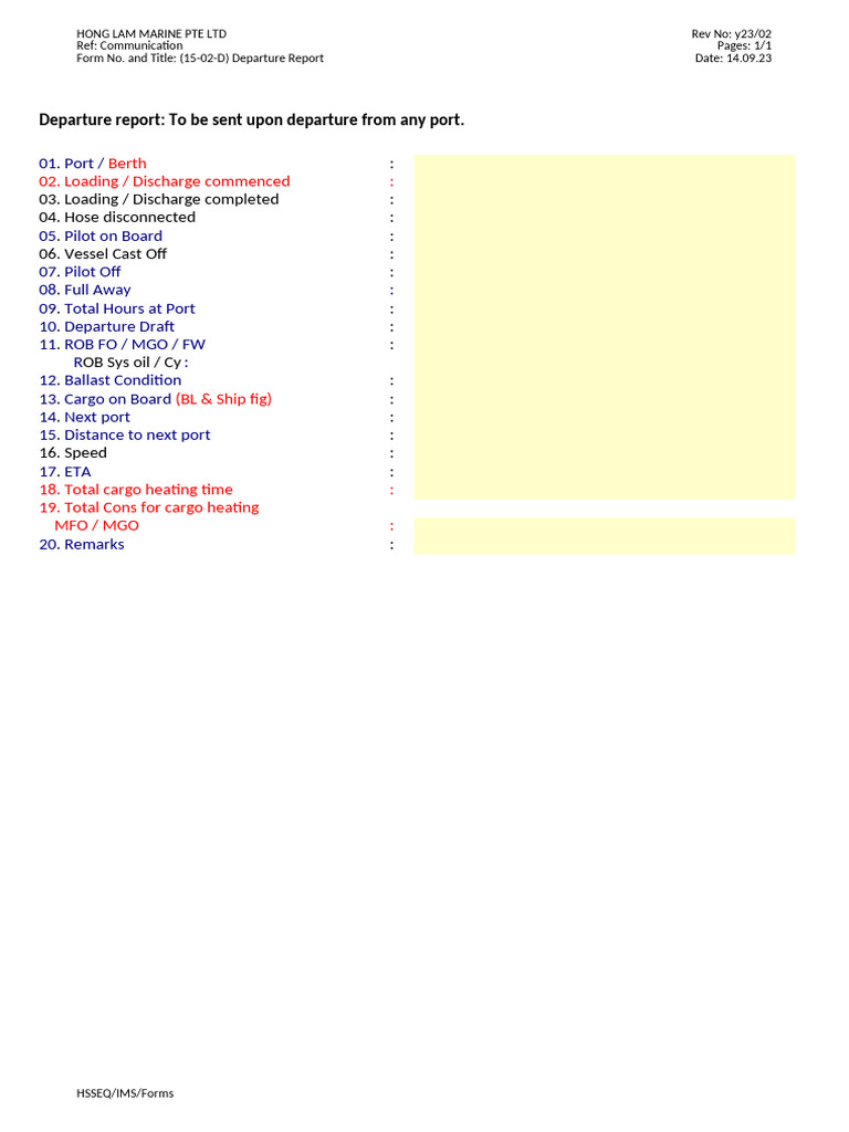 15 02 D Departure Report | PDF