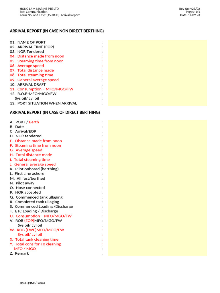 15-01-D Arrival Report | PDF