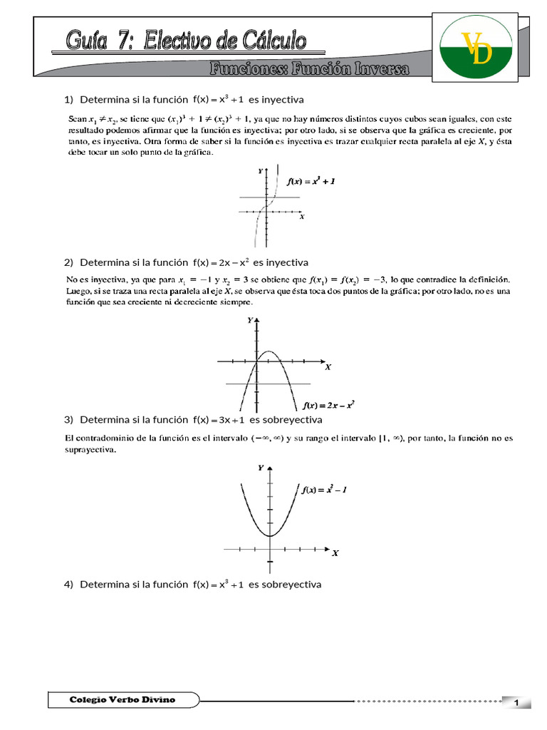 Guía 7 Funciones Función Inversa | PDF