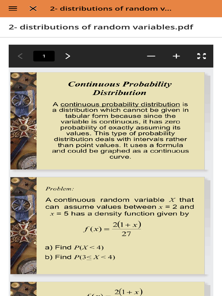Random variables | PDF | Probability Distribution | Probability Density Function