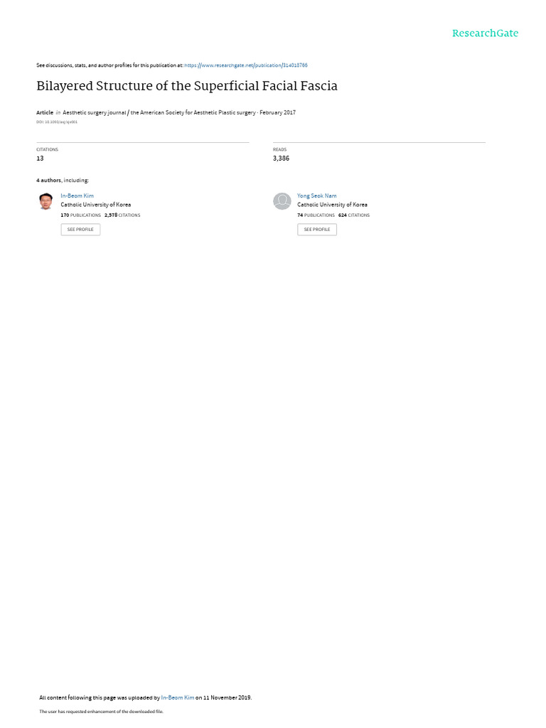 Bilayered Structure of the Superficial Facial Fasc | PDF | Soft Tissue ...