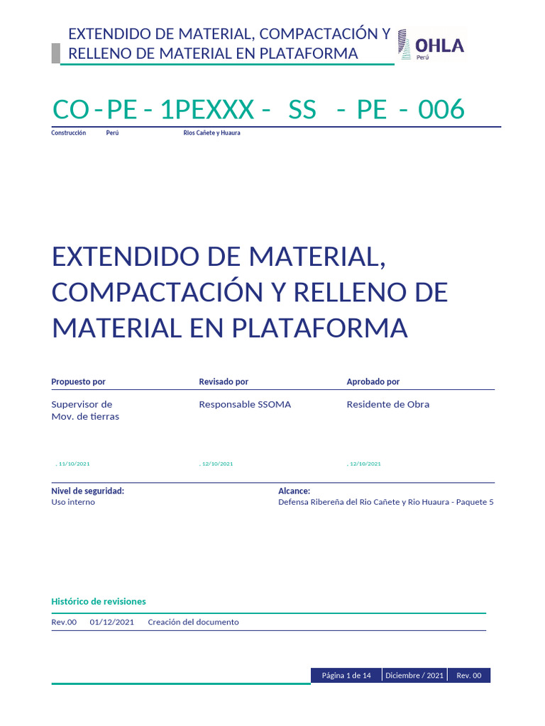 CO-PE-1PEXXX-SS-PE-006 Extendido de Material Compactacion | PDF