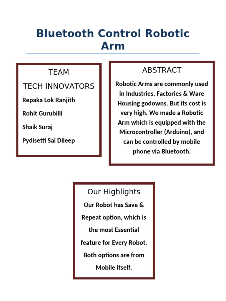 Bluetooth Control Robotic Arm | PDF
