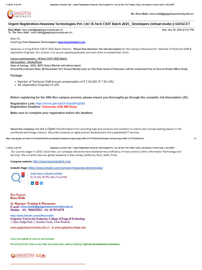 Hexaview Technologies Pvt. Ltd _ B.Tech CS_IT Batch 2025_ Developers (virtual mode) __ GU_GCET ...