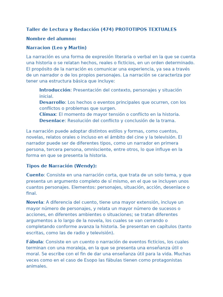 Prototipos Textuales | PDF | Narración | Cuentos