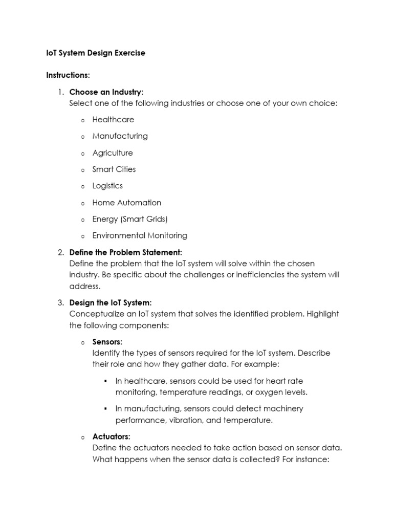 IoT System Design Exercise | PDF | Internet Of Things | Computing