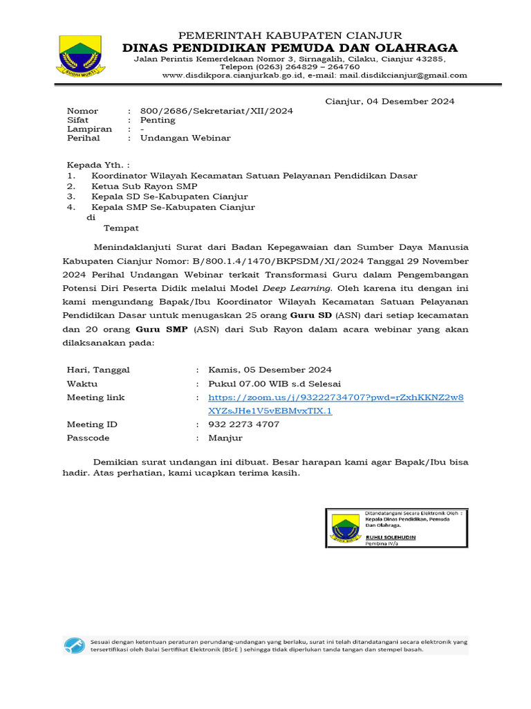 Se Undangan Webinar Deep Learning | PDF