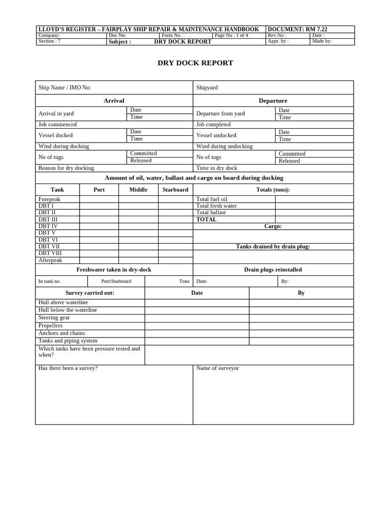 Dry dock report | PDF | Ships | Shipping