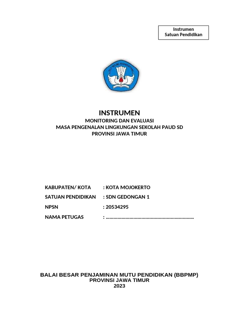 Instrumen MPLS PAUD SD | PDF