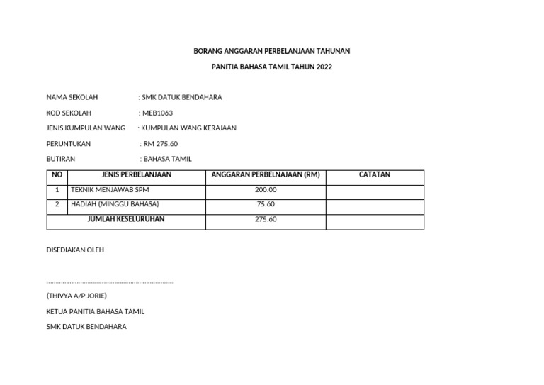 Anggaran Perbelanjaan | PDF