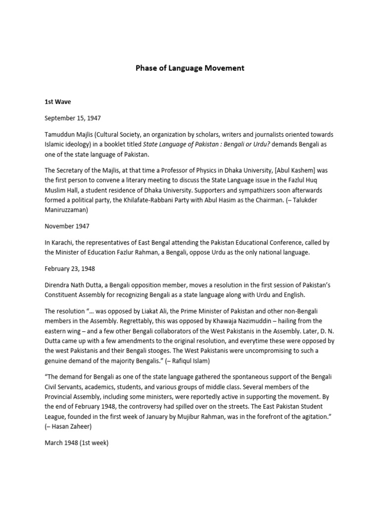 Phase of Language Movement | PDF | South Asia | Pakistan