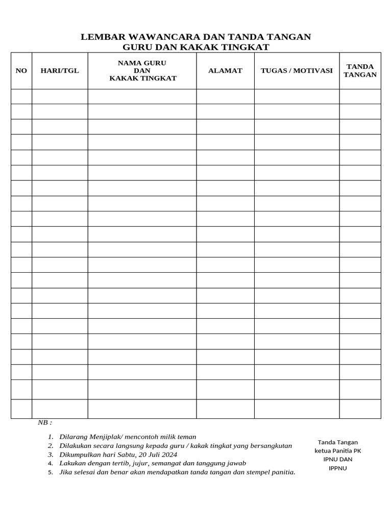 LEMBAR WAWANCARA DAN TANDA TANGAN Mpls | PDF