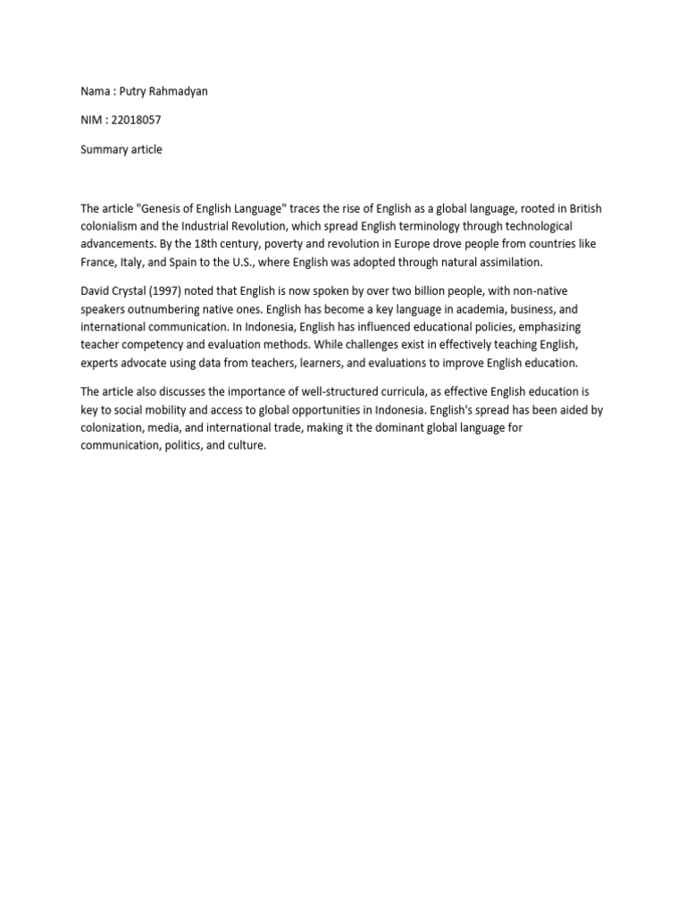 Putry Rahmadyan, Summary Article | PDF