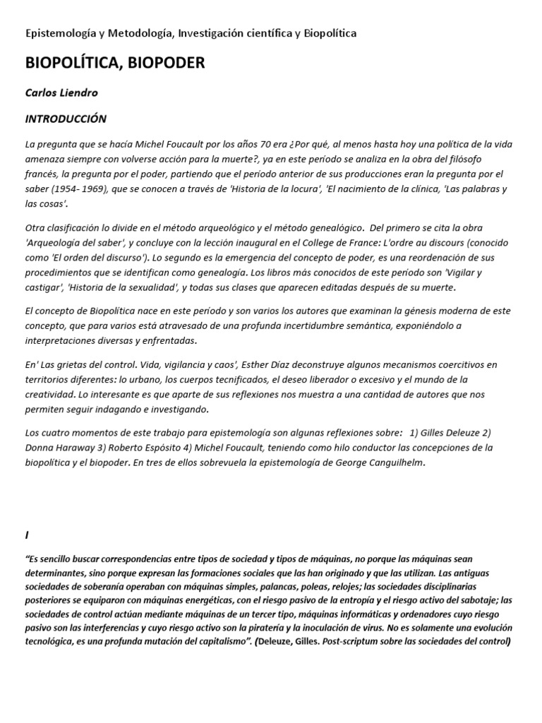 Biopolitica Biopoder Foucault | Michel Foucault | Capitalismo