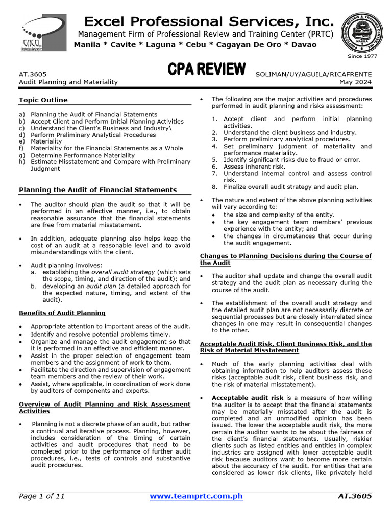 Auditing handouts | PDF | Audit | Auditor's Report