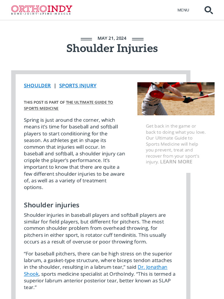 Shoulder Injuries - OrthoIndy Blog | PDF | Shoulder | Medical Specialties