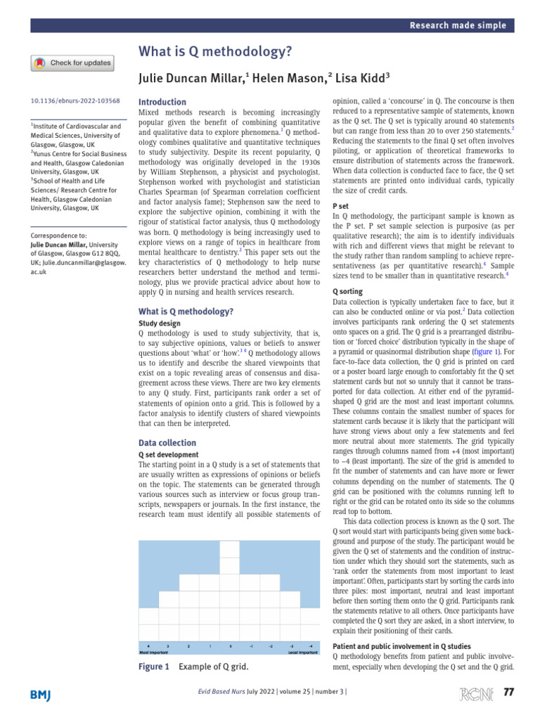 What Is Q Methodology? - Millar, Mason & Kidd (2022) | PDF ...
