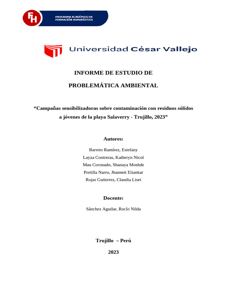 estructura_del_informe_de_problematica_ambiental_final | PDF | Residuos | Contaminación