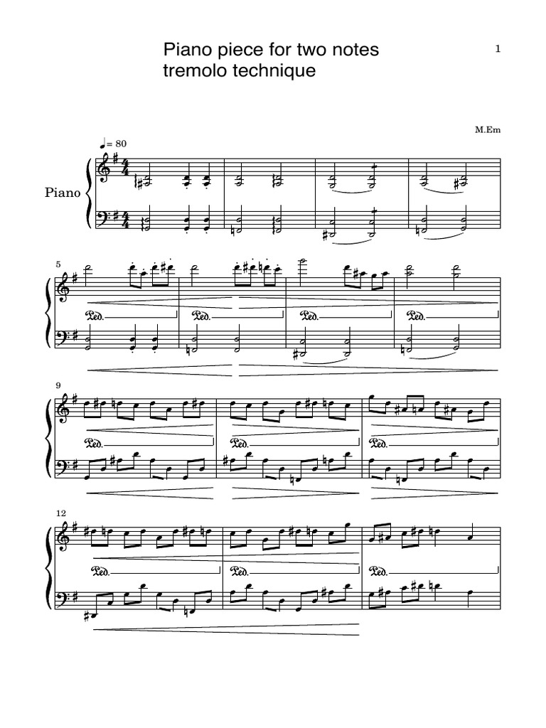 Piano Piece For Two Notes Tremolo Technique | PDF