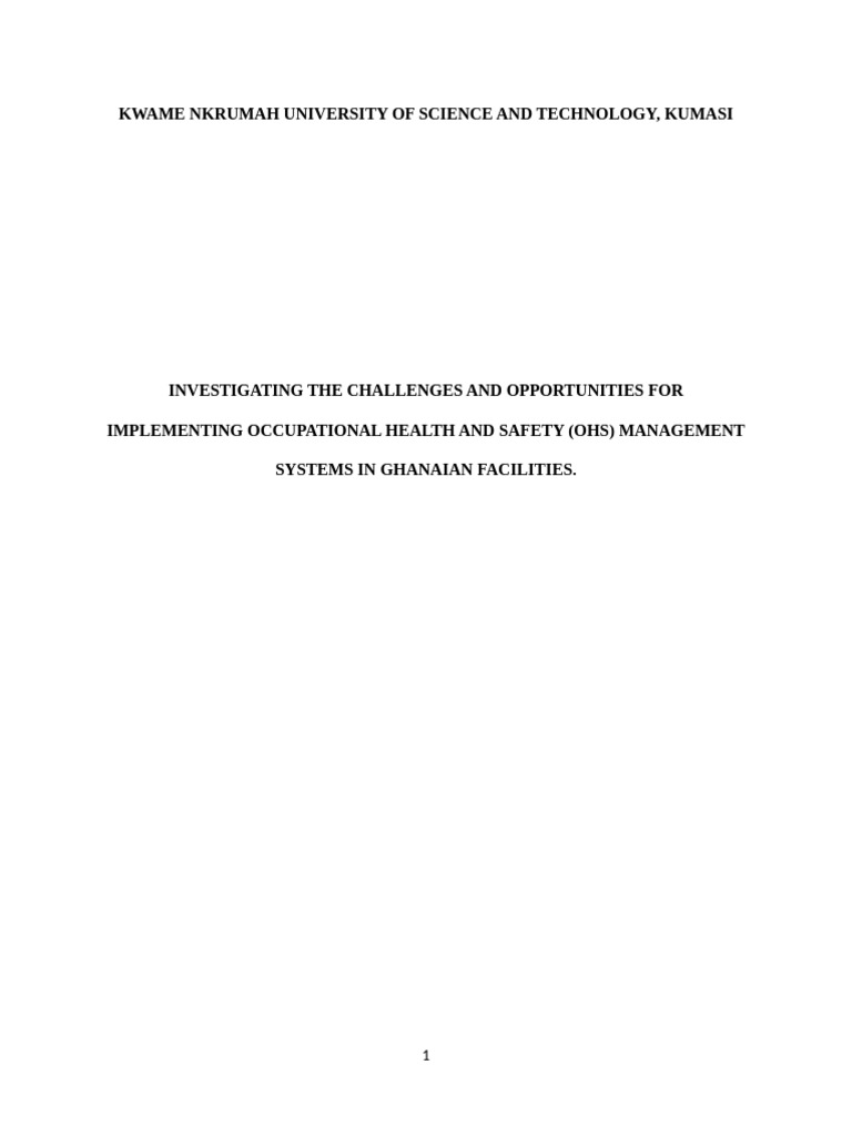 Final Draft - Ohs Opportunities and Challenges New | PDF | Occupational ...