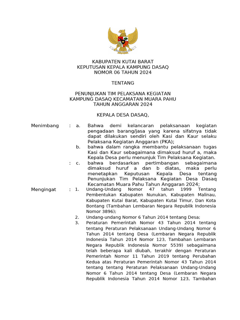 SK TPK Terbaru | PDF